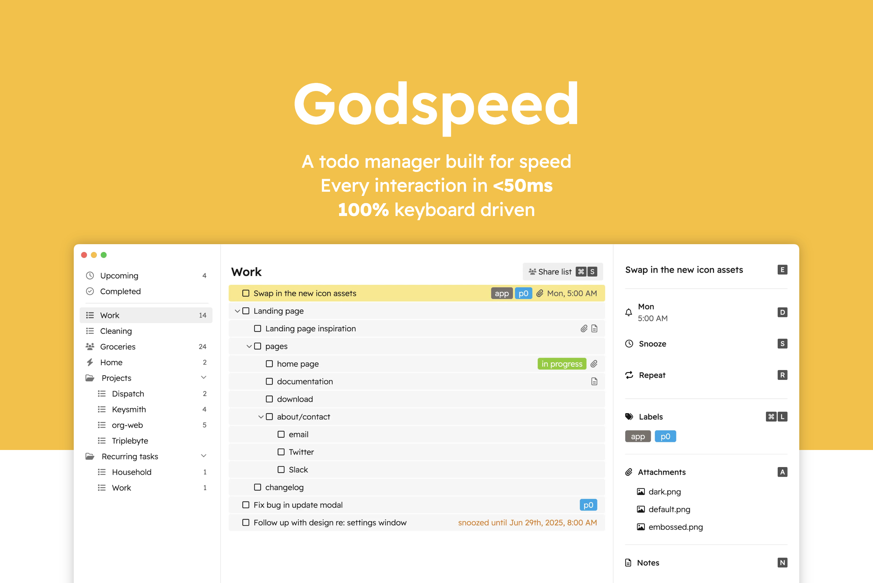 Sponsor: Godspeed, A Fast, 100% Keyboard-Oriented Task Manager - 512 Pixels